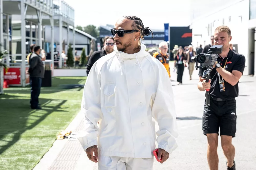 Lewis Hamilton arrives at F1 Canadian GP in striking all-white Loewe look