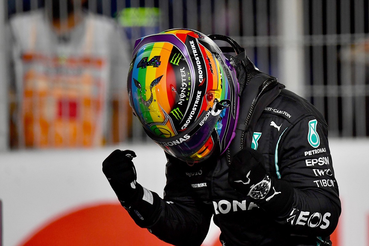 Hamilton to use rainbow helmet livery in Saudi Arabia and Abu Dhabi F1 ...