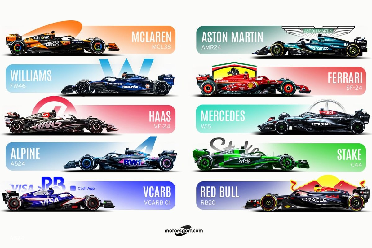 F1: Veja imagens de todos os carros da temporada 2024