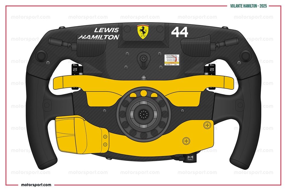Las primeras modificaciones del volante de Hamilton en Ferrari F1