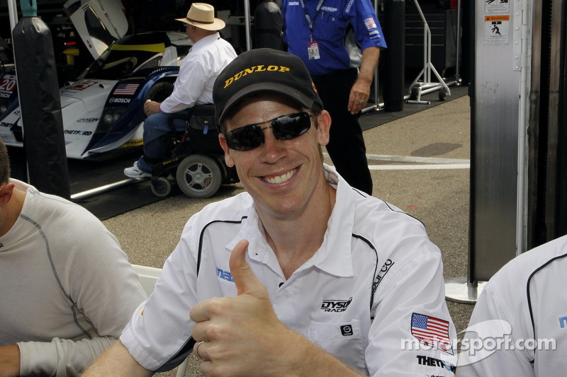 Chris Dyson celebrates his 100th series race at Baltimore