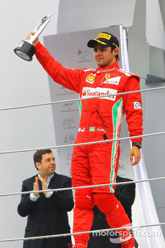 Felipe Massa, Ferrari celebrates his third position on the podium at ...