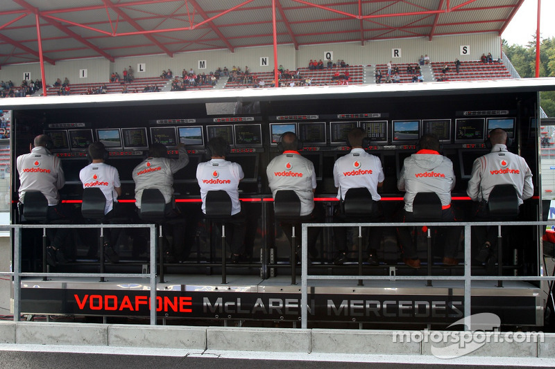 McLaren pit wall gantry at Belgian GP